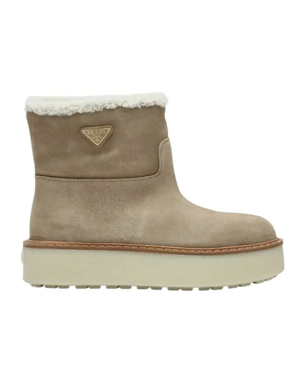 Prada Suede Slip-on Boots With Logo Detail - Emy