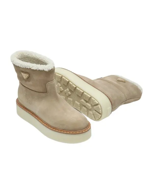 Prada Suede Slip-on Boots With Logo Detail - Emy
