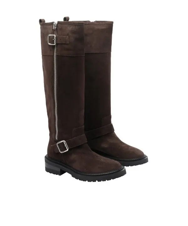 VIA ROMA 15 Buckled Round-toe Boots