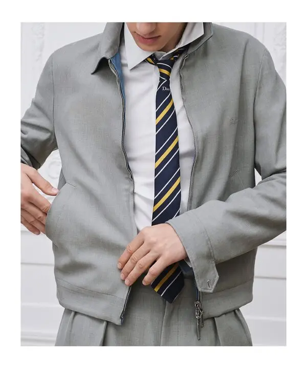 Dior Reversible Zipped Jacket With Book Cover Embroidery - Grey