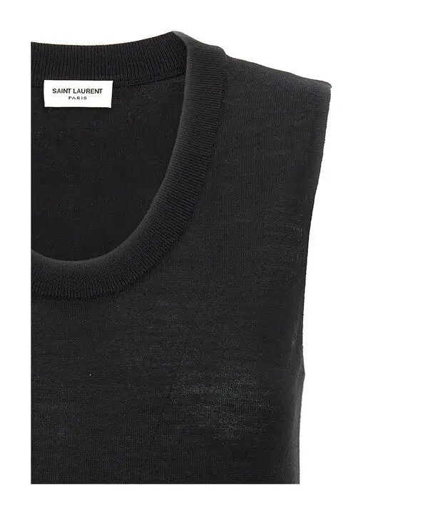 Saint Laurent Le Cassandre Logo Plaque Knitted Vest
