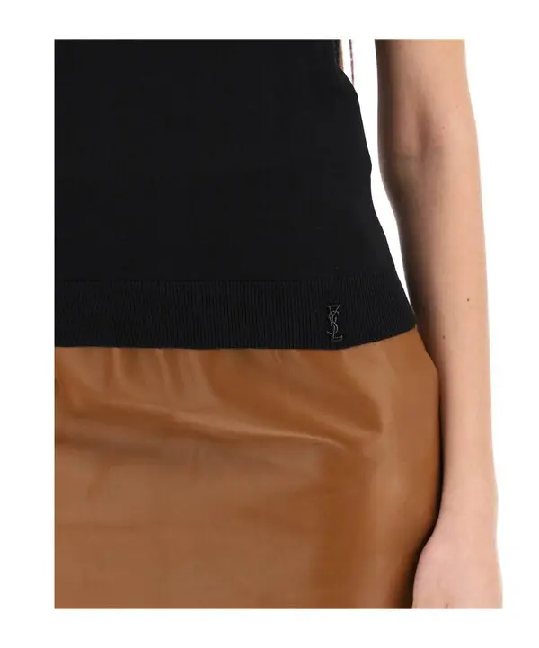 Saint Laurent Le Cassandre Logo Plaque Knitted Vest