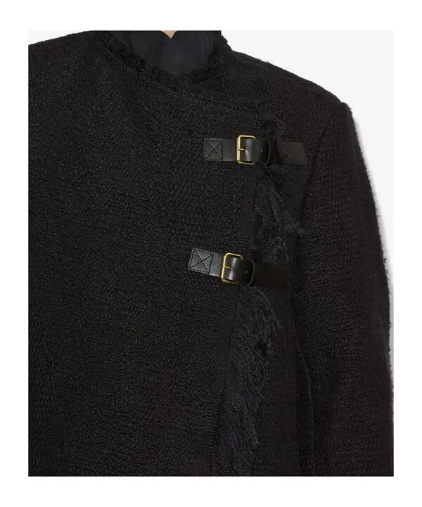 Isabel Marant Étoile Garmia Asymmetrical Jacket With Leather Buckles And Fringed Detail