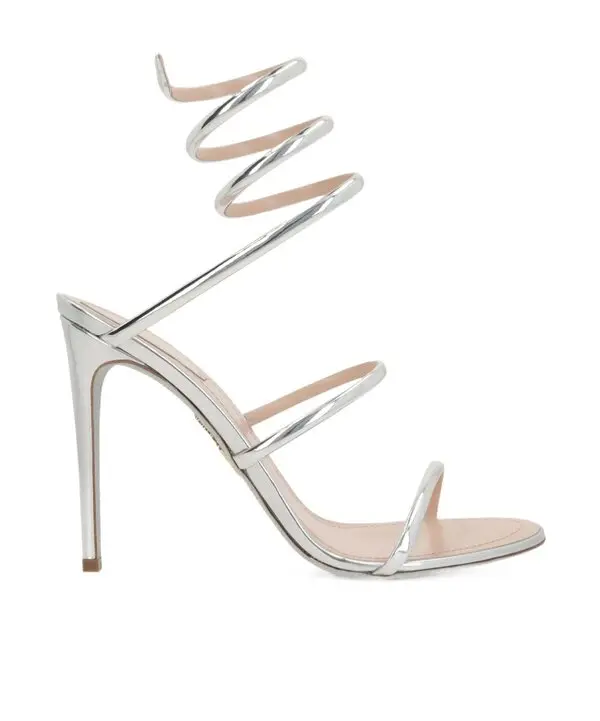 Rene Caovilla Open-toe Spiral Strap Stiletto Sandals - Silver