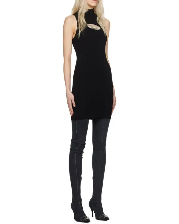DIESEL® M-onerva Cut-out Logo Mini Dress - Black