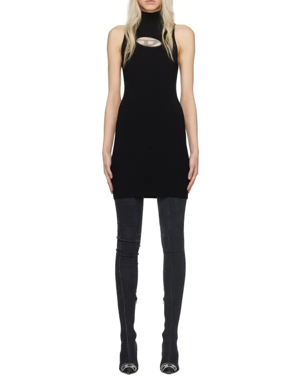 DIESEL® M-onerva Cut-out Logo Mini Dress - Black