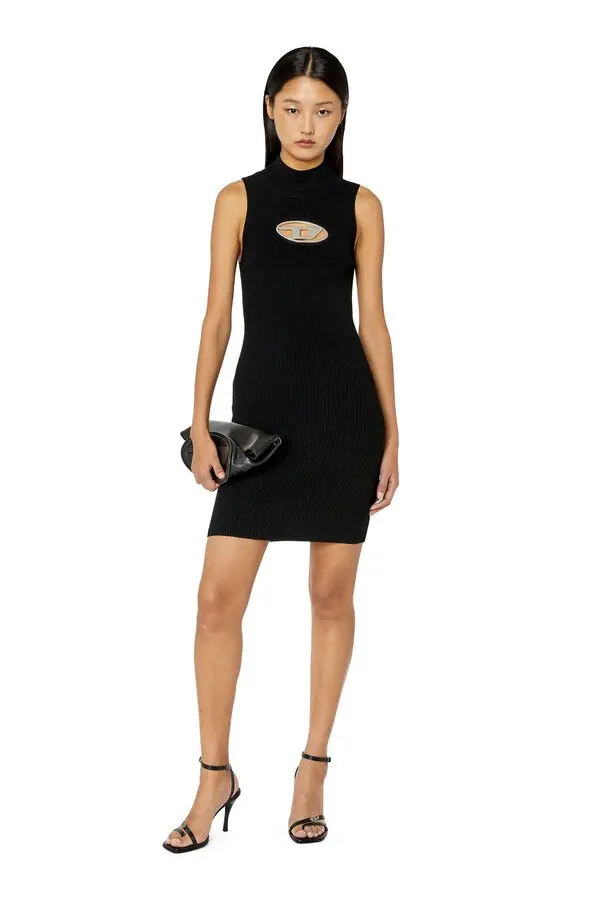 DIESEL® M-onerva Cut-out Logo Mini Dress - Black