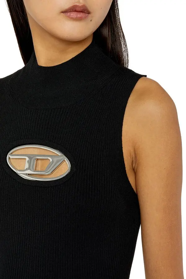 DIESEL® M-onerva Cut-out Logo Mini Dress - Black