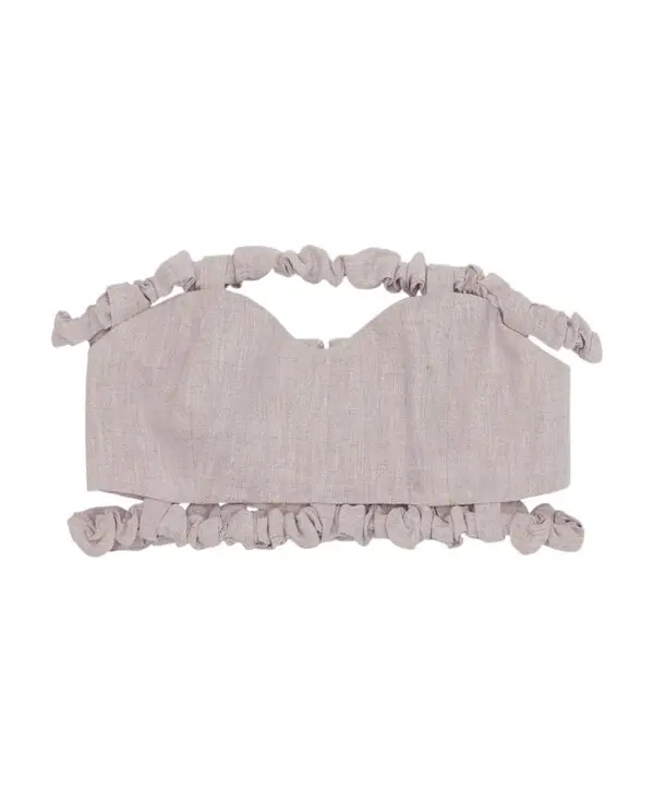 GANNI Strapless Sweetheart Neckline Crop Top - Nude