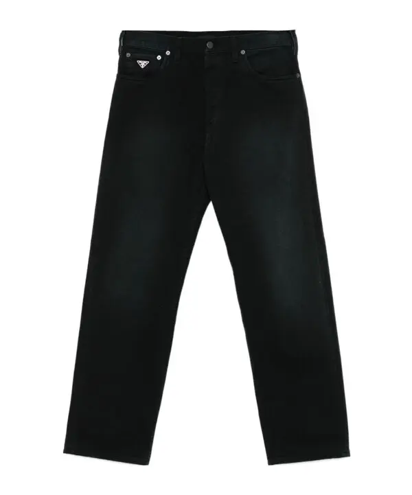 Prada Logo Plaque Straight-leg Jeans - Black