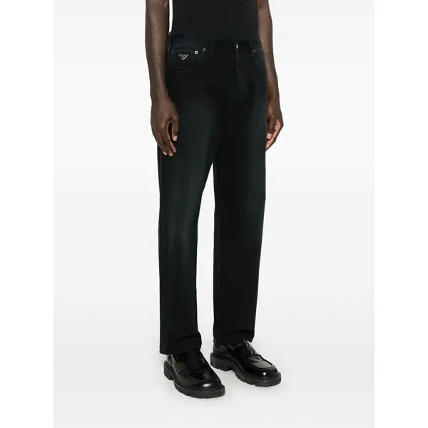 Prada Logo Plaque Straight-leg Jeans - Black