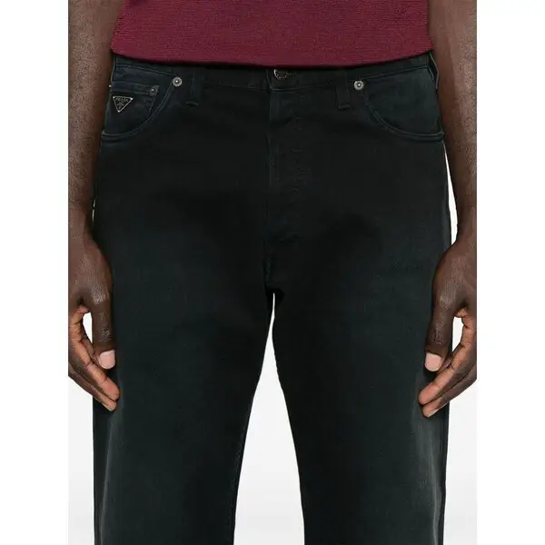Prada Logo Plaque Straight-leg Jeans - Black