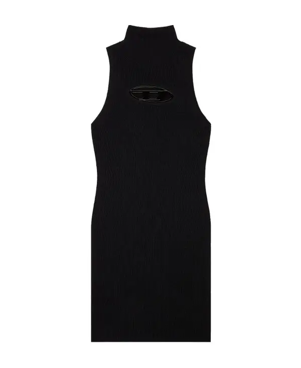 DIESEL® Cut-out Logo Ribbed Mini Dress