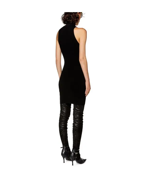 DIESEL® Cut-out Logo Ribbed Mini Dress