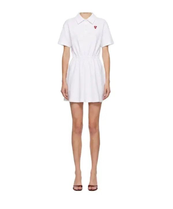 Marissa Chiara Heart Embroidered Polo Dress - White