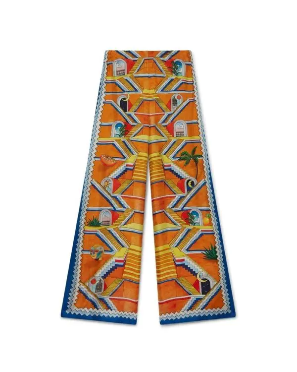 Casablanca Graphic-printed High-waist Wide-leg Trousers - Brown