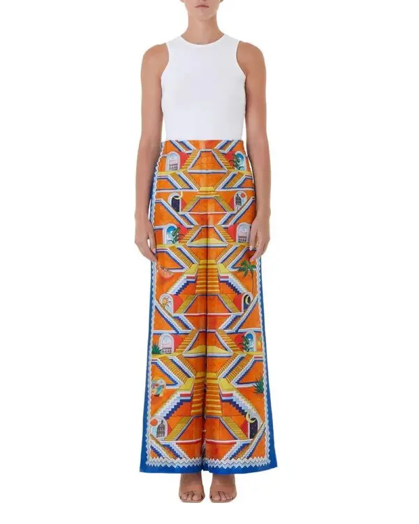Casablanca Graphic-printed High-waist Wide-leg Trousers - Brown