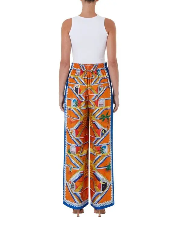 Casablanca Graphic-printed High-waist Wide-leg Trousers - Brown