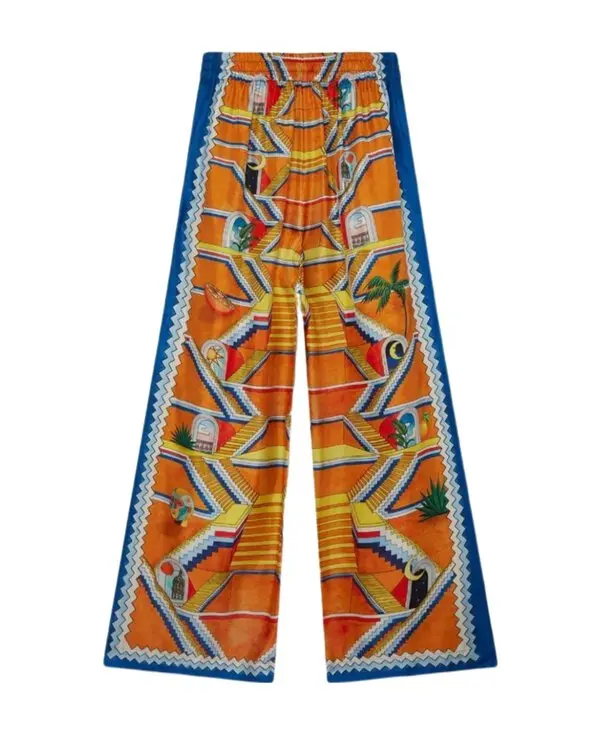 Casablanca Graphic-printed High-waist Wide-leg Trousers - Multicolor
