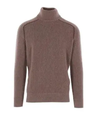 Zegna Turtleneck Sweater With High Collar And Long Sleeves - Brown