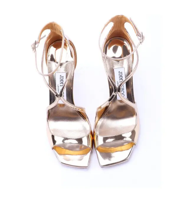 JIMMY CHOO Metallic Square Toe Stiletto Sandals - Multicolor