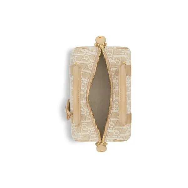 Dior Monogrammed Canvas And Leather Boston Bag - Nude