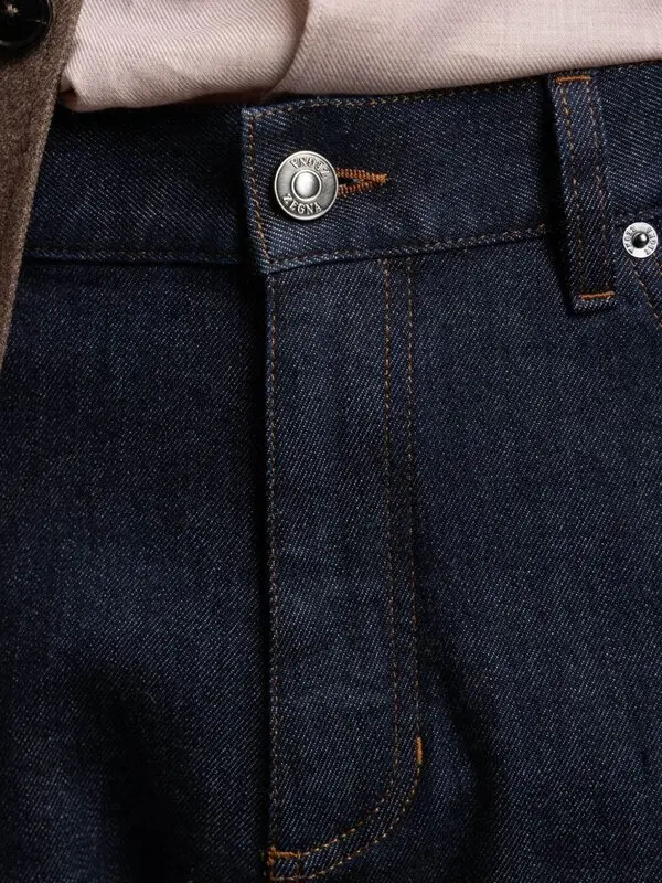 Zegna Dark Wash Straight Leg Jeans - Black