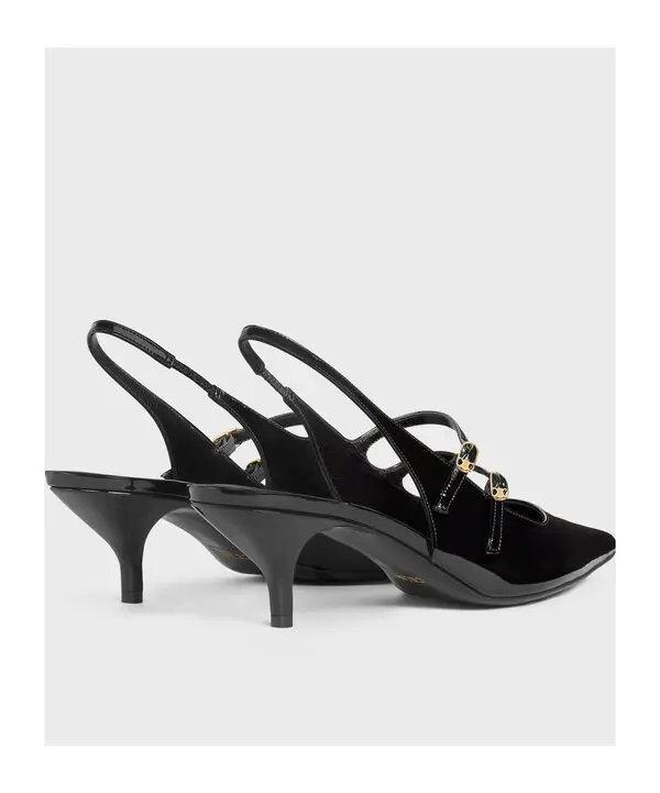 Celine Patent Calfskin Mary Jane Slingback Heels