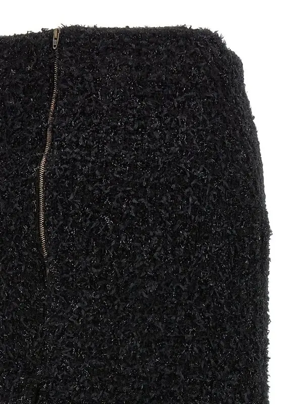 Balenciaga Tweed Midi Skirt With Slit Detail