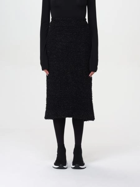 Balenciaga Tweed Midi Skirt With Slit Detail