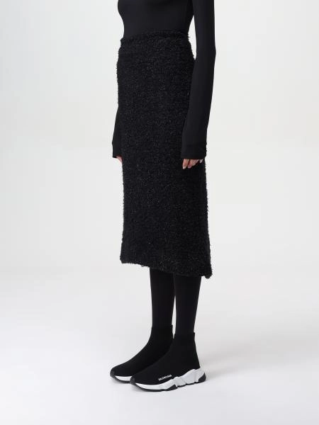 Balenciaga Tweed Midi Skirt With Slit Detail