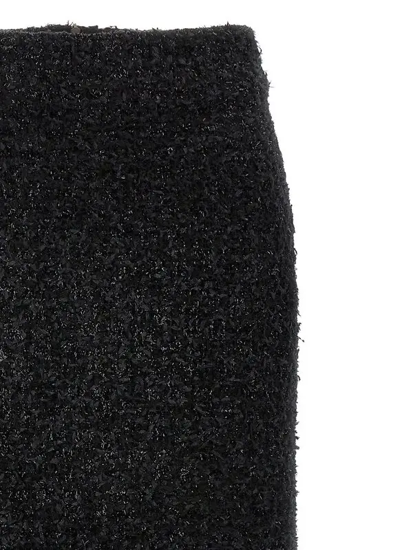 Balenciaga Tweed Midi Skirt With Slit Detail