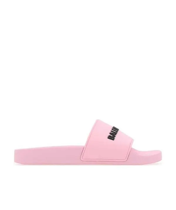 Balenciaga Logo Slide Sandals - Pink