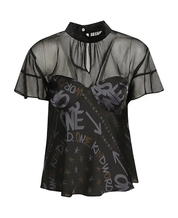 Sacai Printed Short Sleeve Blouse