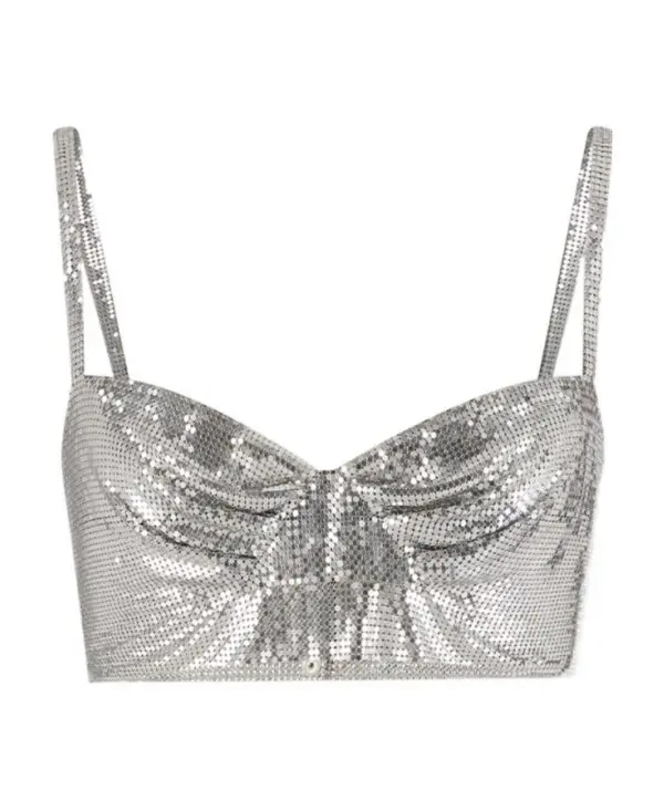 Rabanne Metallic Sling Top - Gray