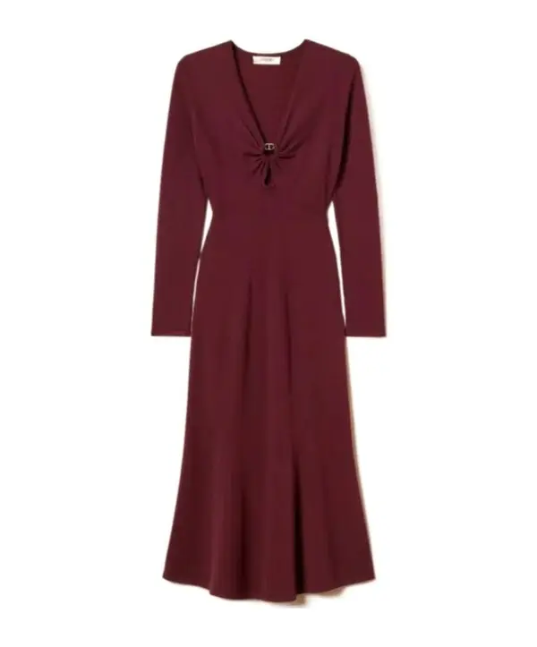 TWINSET Oval T Knitted Midi Dress - Red