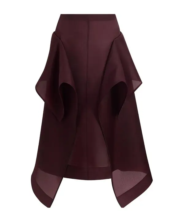 Khaite Nina Ruffled Midi Skirt - Almandine