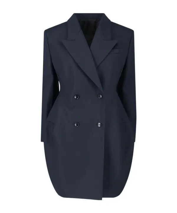 Alaïa Double-breasted Lapel Coat - Black