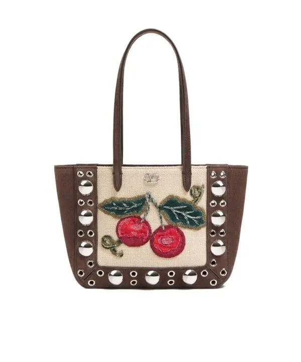 Valentino Garavani Nellcôte Suede Tote Bag With Cherry Embroidery