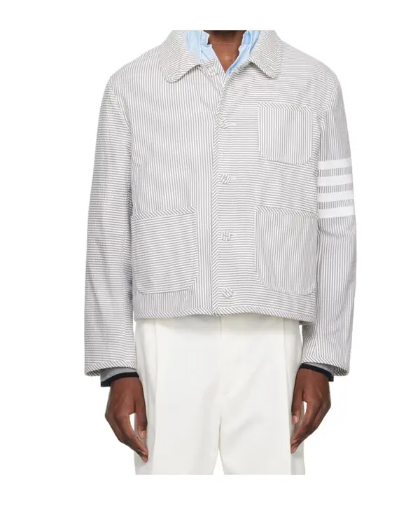 Thom Browne Unconstructed 4-bar Seersucker Jacket