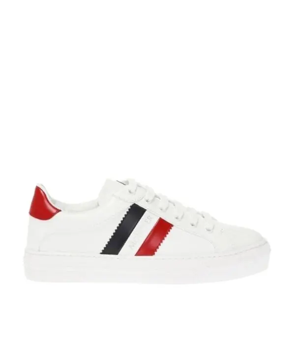 Moncler Side Stripe Lace Up Sneakers - White