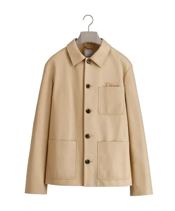 Dior Embroidered Workwear Jacket With Leather Logo Detail