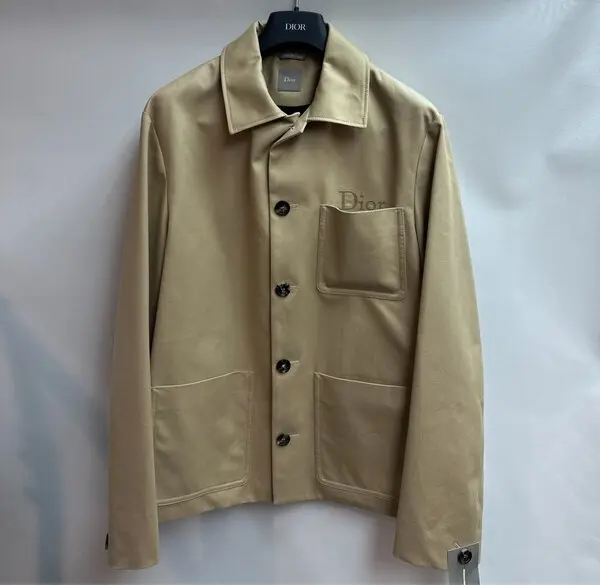 Dior Embroidered Workwear Jacket With Leather Logo Detail