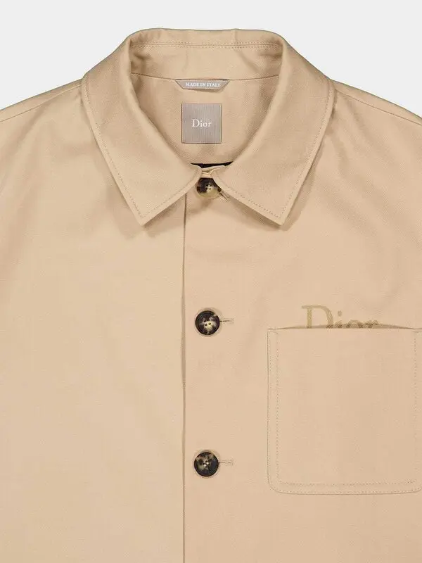 Dior Embroidered Workwear Jacket With Leather Logo Detail