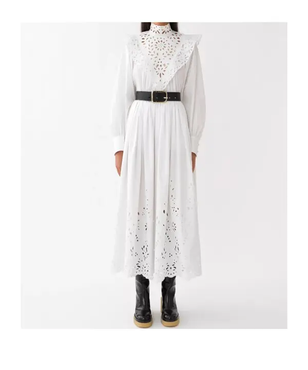 Chloé Broderie Anglaise High Neck Blouse