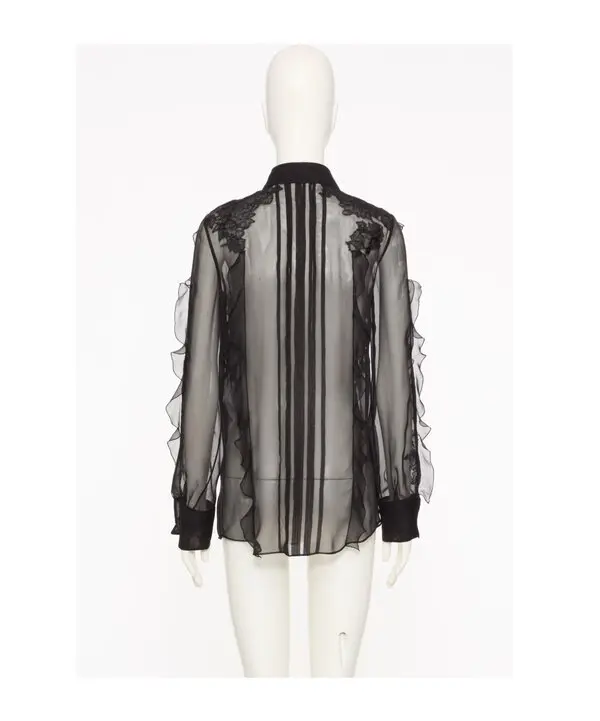 Valentino Garavani Floral Embroidered Ruffled-trim Blouse