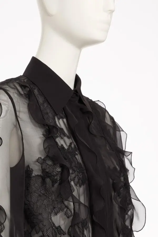Valentino Garavani Floral Embroidered Ruffled-trim Blouse