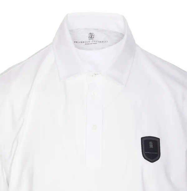 Brunello Cucinelli Logo Patch Straight Hem Polo Shirt