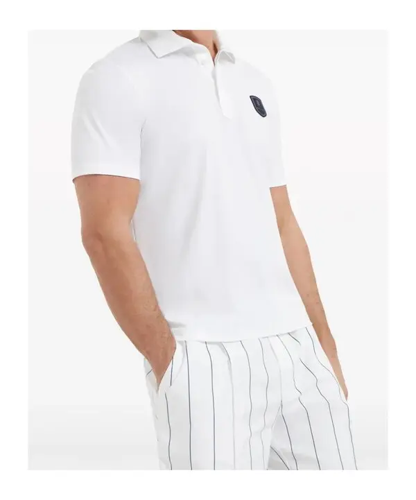 Brunello Cucinelli Logo Patch Straight Hem Polo Shirt