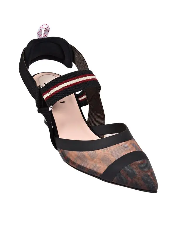 Fendi Colibrì Mesh Leather Stitching Pumps - Black